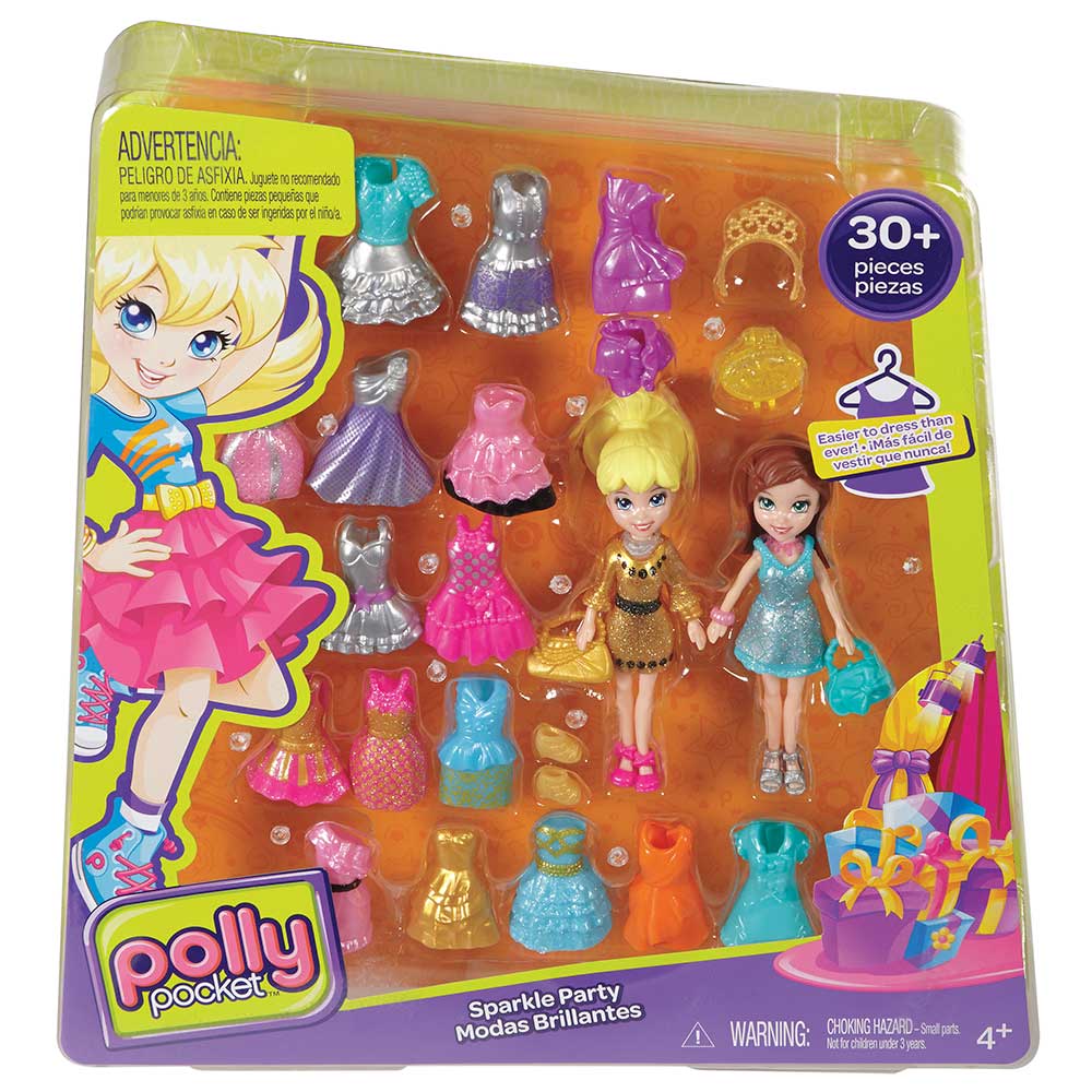 Polly - Kit 2 Bonecas e Roupinhas - Festa Brilhante Djb88 - MP Brinquedos