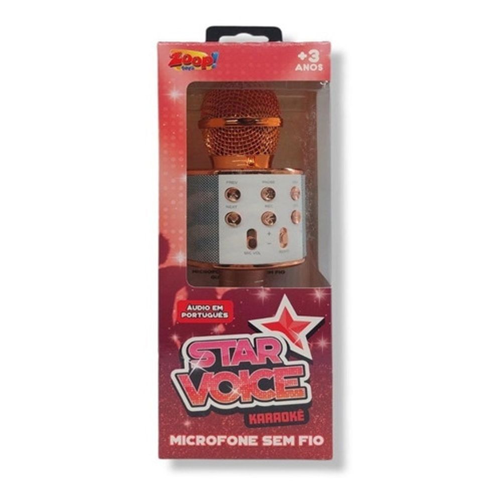 Microfone Star Voice Karaokê Bluetooth - Rose - Zoop Toys - MP Brinquedos