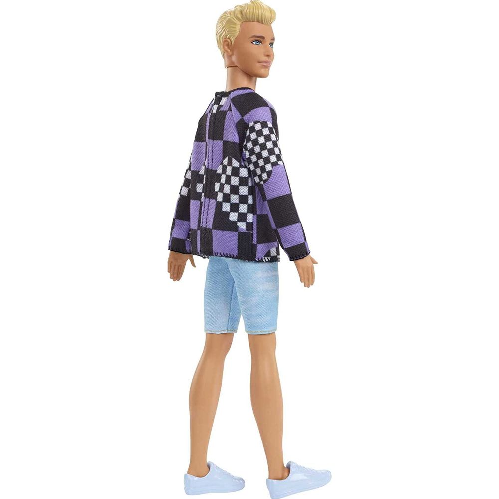 Boneco Ken Fashionistas - Loiro - Moletom Xadrez Roxo Hbv25 - MP Brinquedos