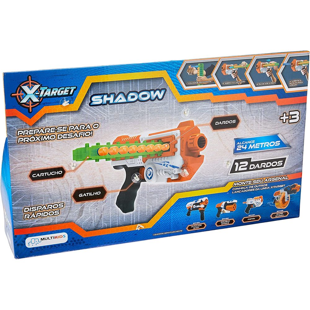Lançador X-Target Shadow com 12 Dardos - Multikids - MP Brinquedos