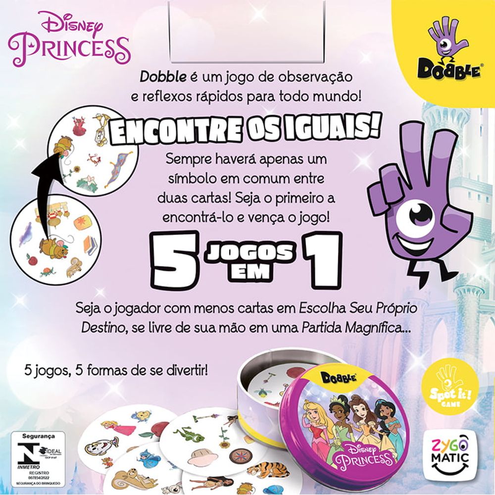 Jogo Dobble Princesas Disney - Galápagos - MP Brinquedos